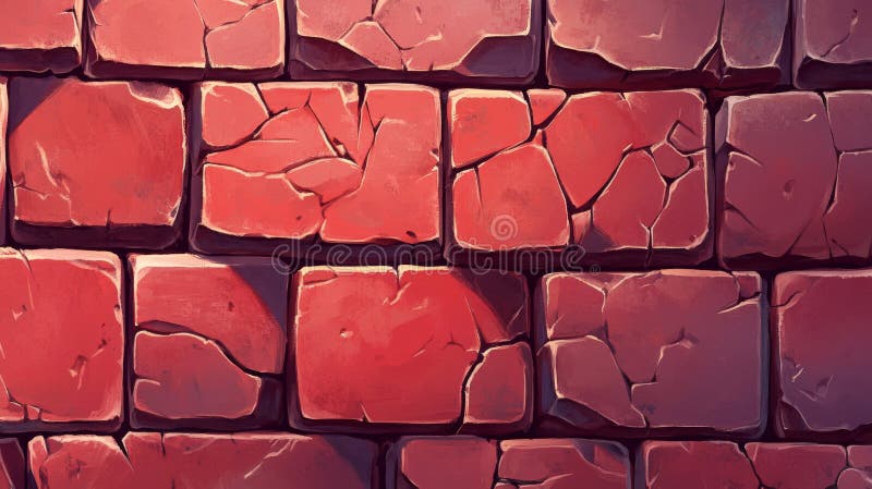 Cracked Red Stone Brick Wall Texture Stock Illustration - Illustration ...