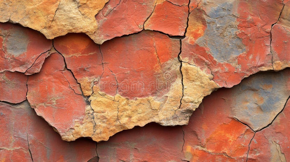Cracked Red and Yellow Stone Formation Texture Stock Illustration ...