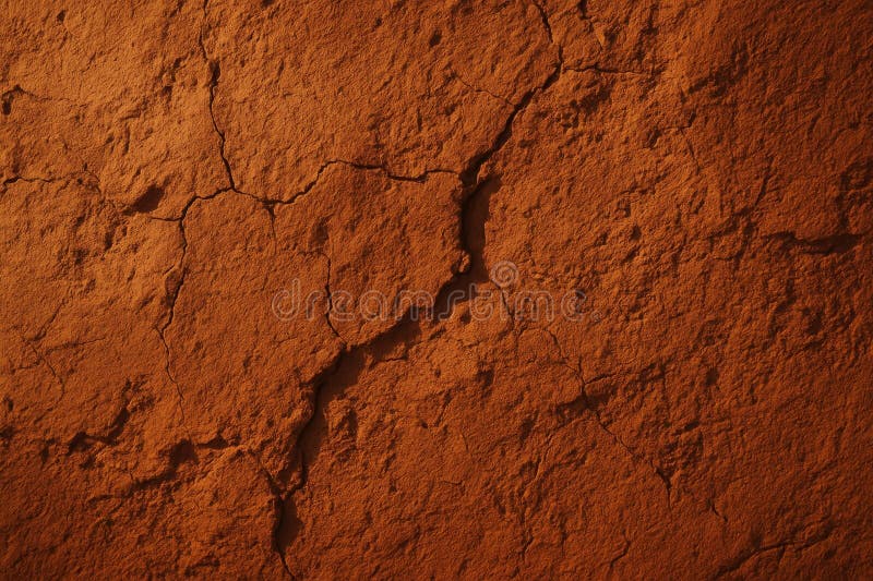 A Cracked Reddish Dry Earth Texture in Close-up, Showing Natural ...