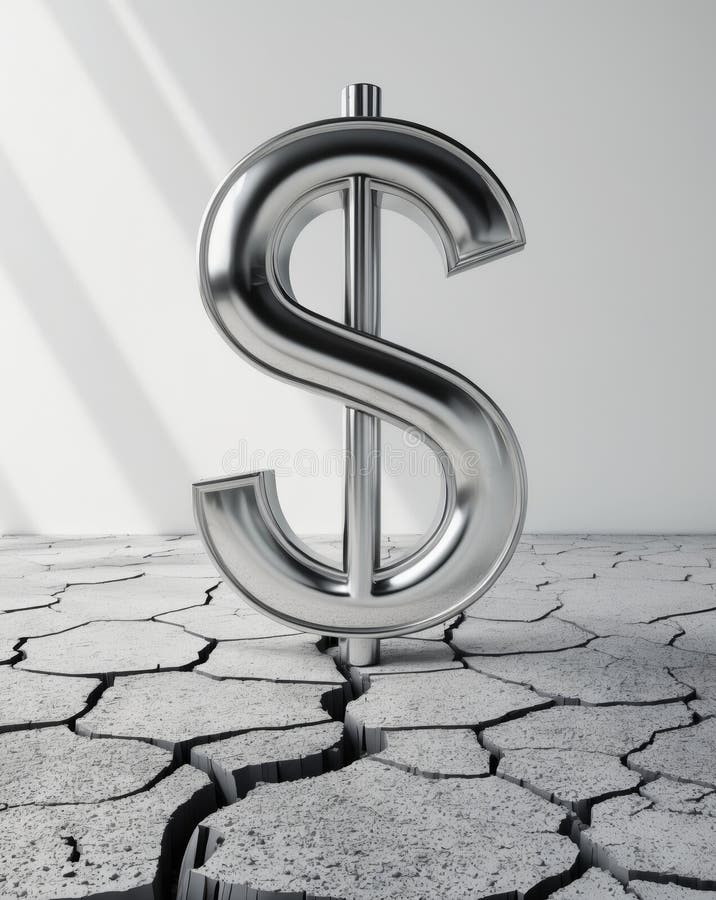 Cracked Road with Large Dollar Sign Symbolizing Economic Distress and ...