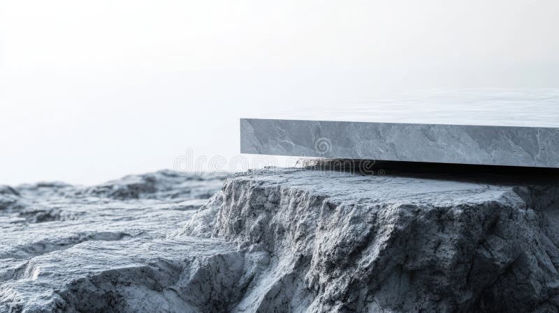 Cracked Rock Platform with Modern Podium, Minimalist and Serene Design ...
