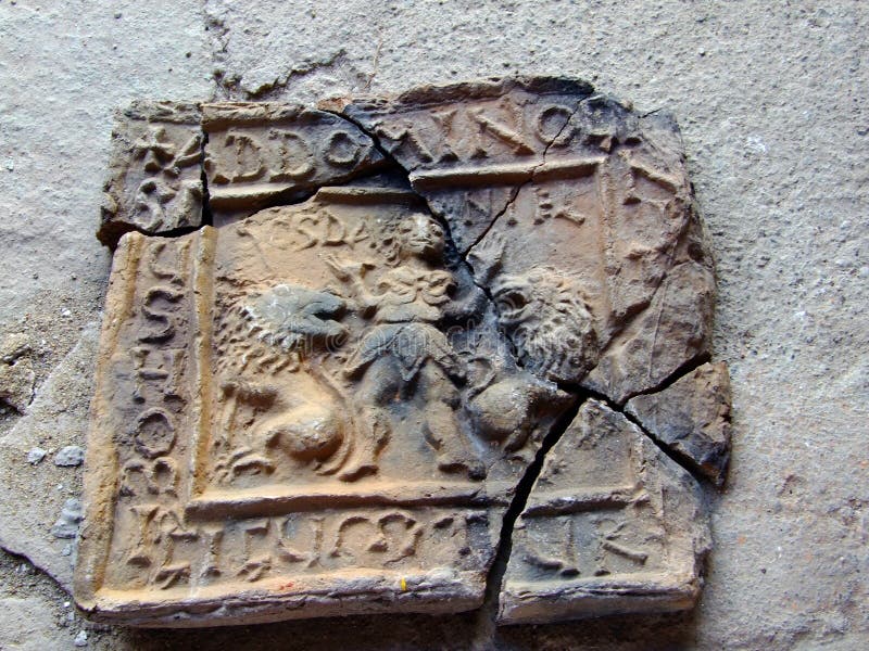 Cracked Roman sign stock photo. Image of stone, text - 12667400