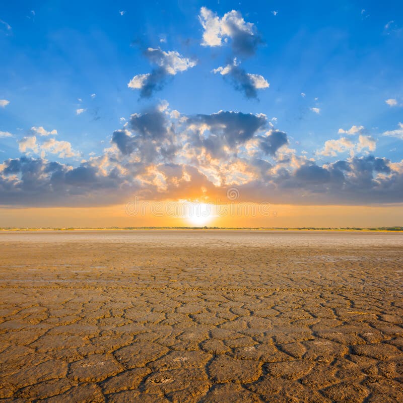 Cracked Saline Land at the Sunset Stock Photo - Image of extreme ...