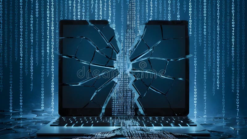 Cracked Screen Data Leak Concept. Concept Technology, Security, Data ...
