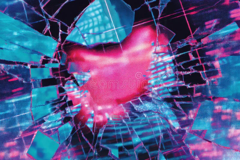 Cracked Screen with Vibrant Colors Showcasing Digital Disruption and ...