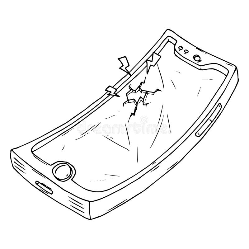 Cracked Screen Mobile Phone. Vector Illustration of a Broken Smartphone ...