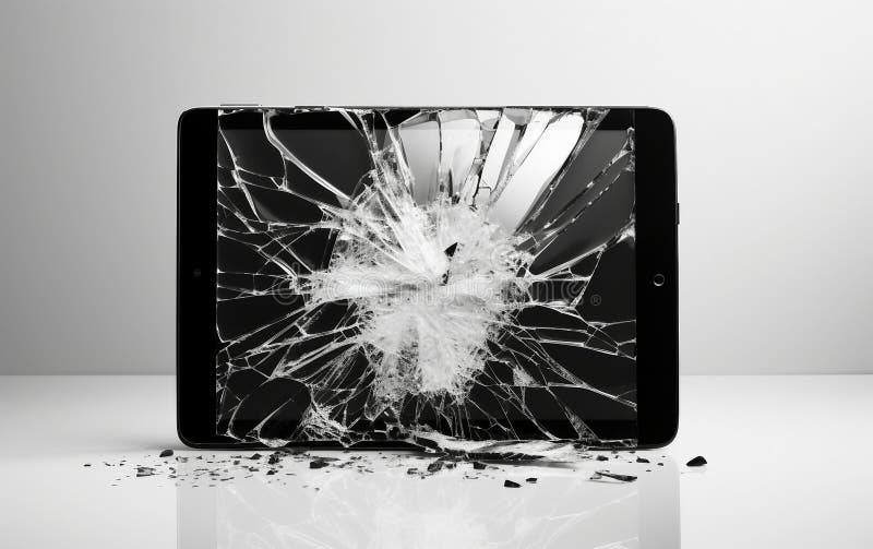 Cracked Screen Tablet on Transparent Background -Generative Ai Stock ...