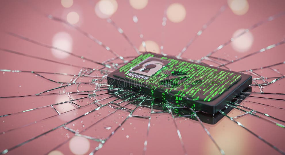 Cracked Security Device: Data Breach Concept Stock Illustration ...
