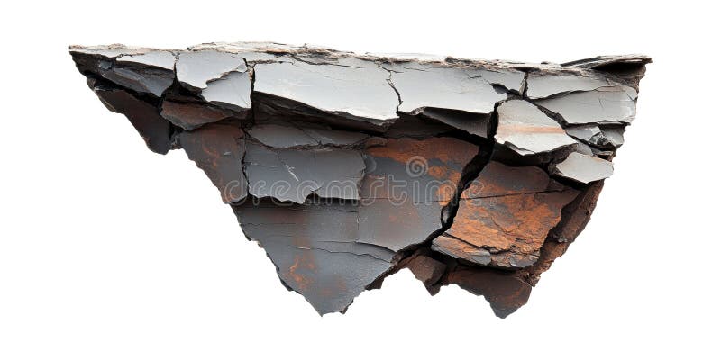 Cracked Shale Rock Formation with Rusty Surface Isolated on Transparent ...