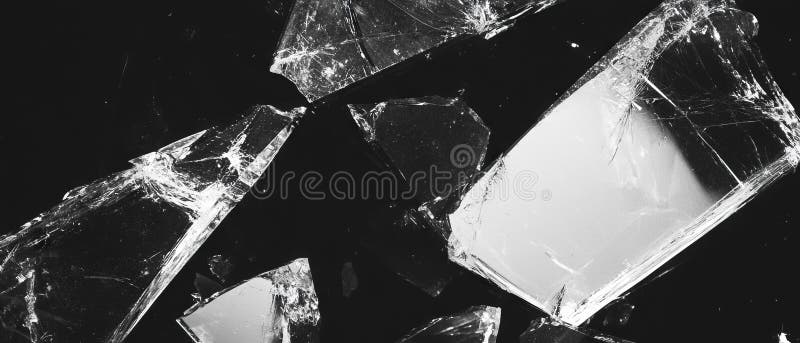 Cracked and Shattered Glass Fragments Create a Sharp Textured Display ...