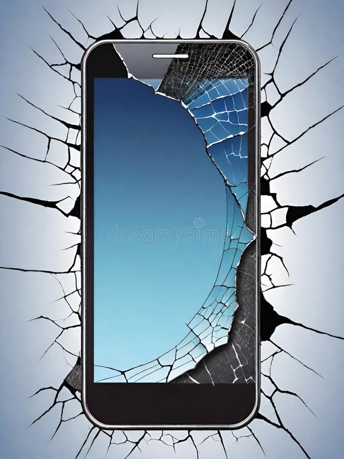 Cracked Smartphone with Broken Screen Stock Illustration - Illustration ...