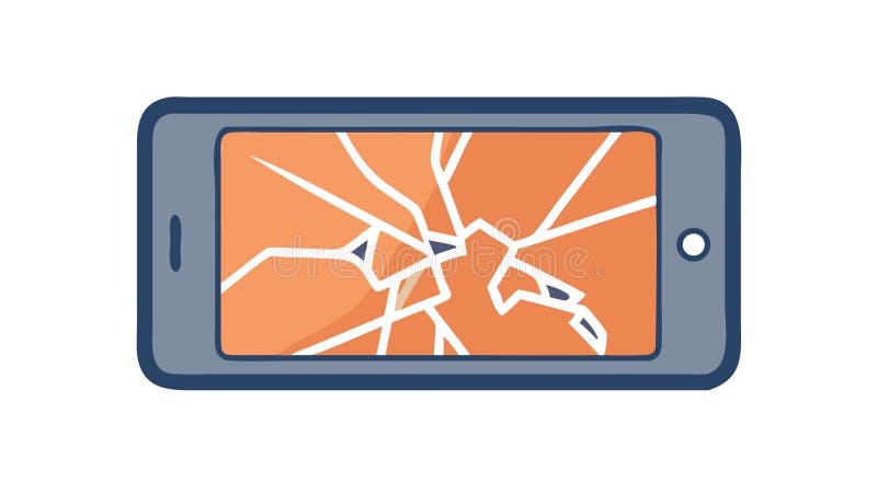 Cracked Smartphone Screen, Damaged Device Icon, Vector Design ...