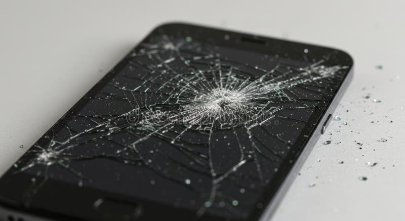 Cracked Smartphone Screen Display with Broken Glass Stock Illustration ...