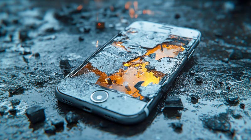 A Cracked Smartphone Screen Held in a Gloved Hand, Symbolizing Repair ...