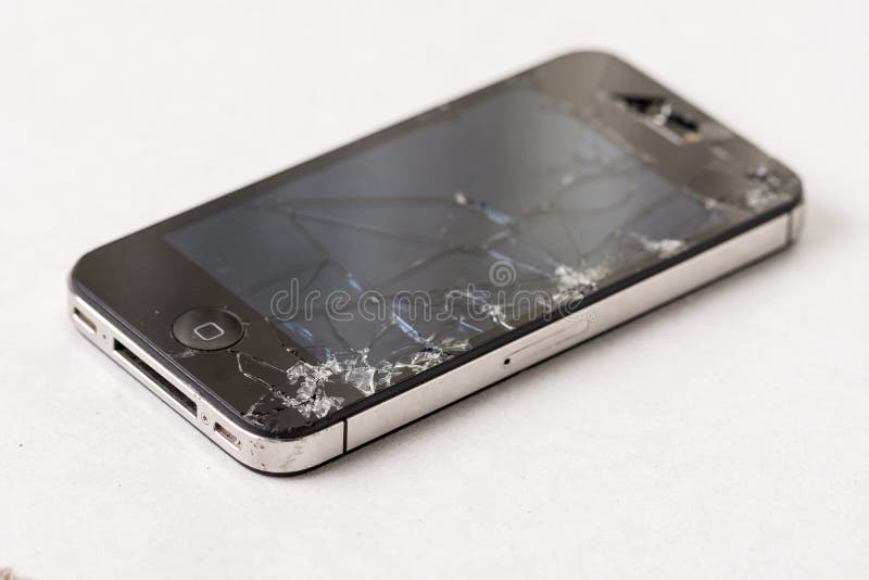 Cracked Smashed Lcd Display Touch Screen on the Smartphone Editorial ...