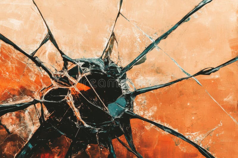 A Cracked and Smashed LCD TV Screen with Static on Display, Accompanied ...