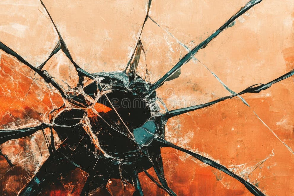 A Cracked and Smashed LCD TV Screen with Static on Display, Accompanied ...