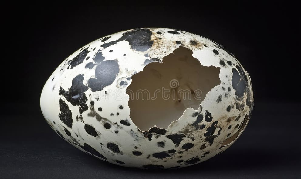 Cracked Speckled Egg Shell Revealing Interior with Unique Texture and ...