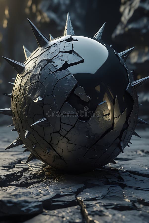 Cracked Spiked Sphere on Rough Surface Stock Illustration ...
