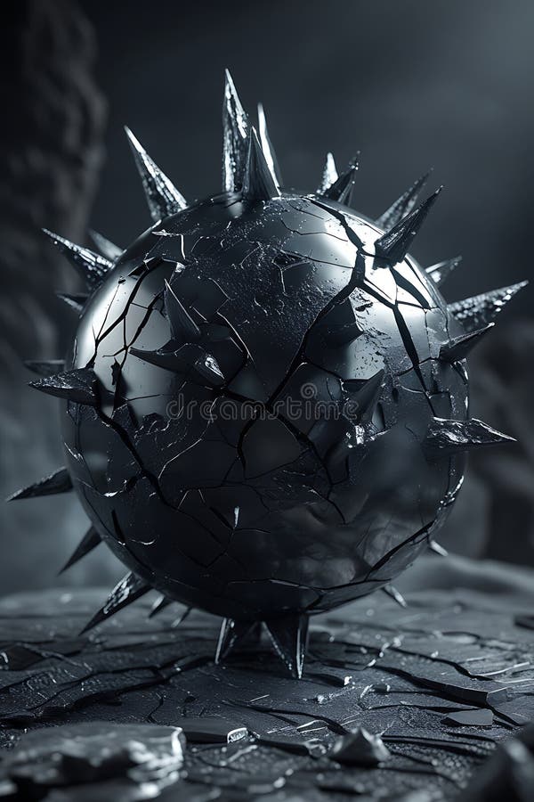 Cracked Spiked Sphere on Rough Surface Stock Illustration ...