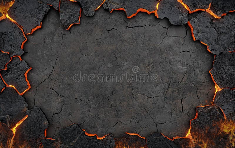 Cracked Stone Background with Glowing Lava Highlights, Creating a ...