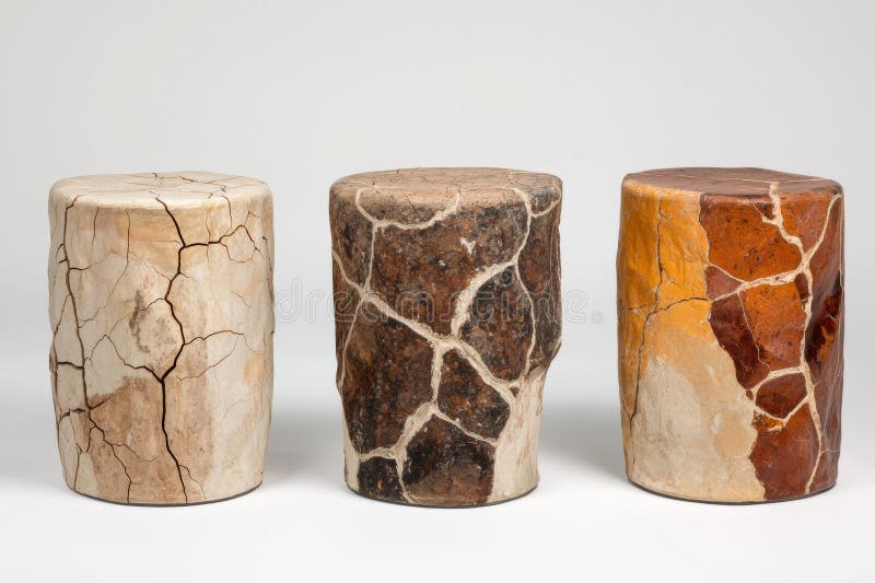 Cracked Stone Cylinders in Various Colors Stock Illustration ...