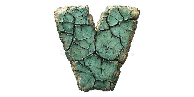 Cracked Stone Letter V Texture Isolated on Transparent Background Stock ...