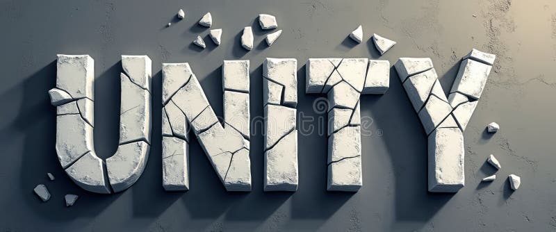 Cracked Stone Letters Spelling UNITY Against a Textured Background ...
