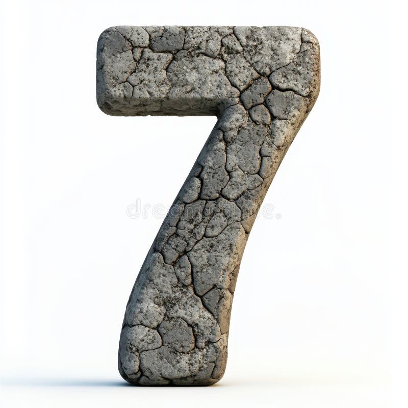 A Cracked Stone Number Seven, Symbolizing Strength and Resilience Stock ...