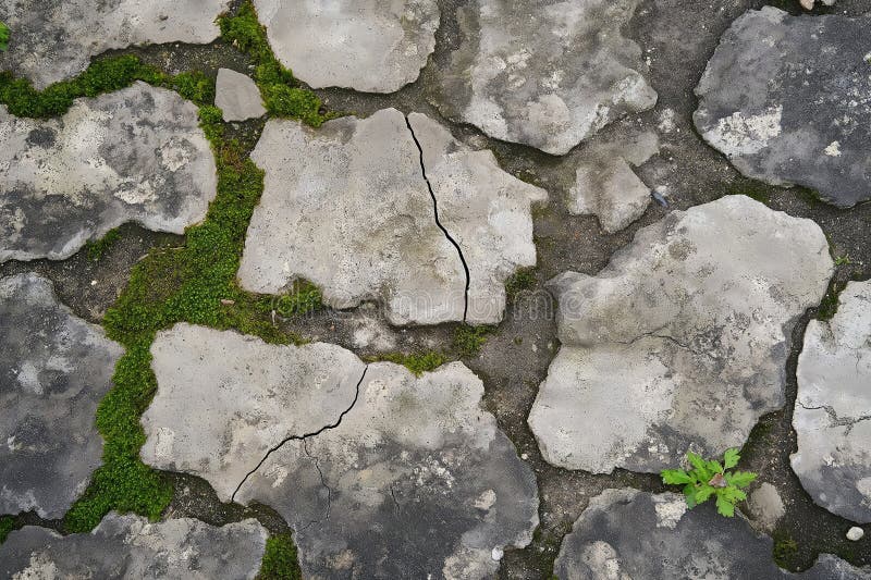 A Cracked Stone Path with Moss Growing on it. Grunge Texture, Overlay ...