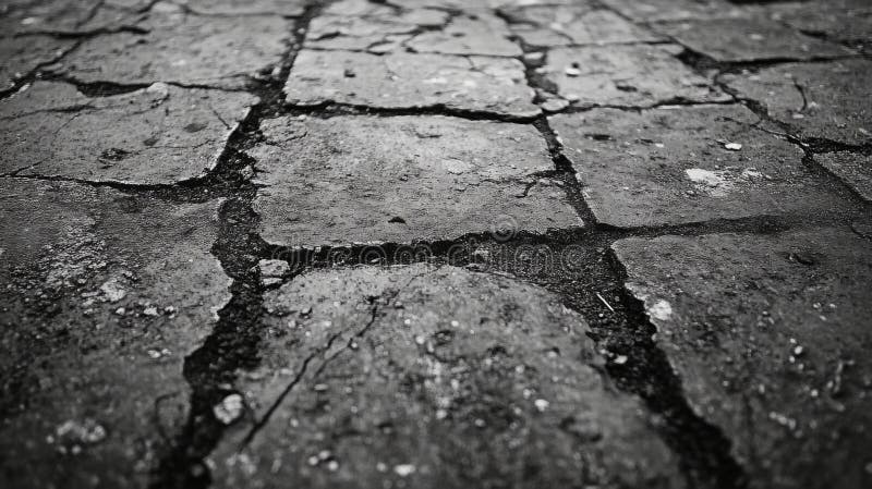 Cracked Stone Pavement Texture Black and White Stock Illustration ...