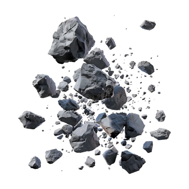 Cracked Stone Pieces in Air on Transparent Background - Ai Generated ...