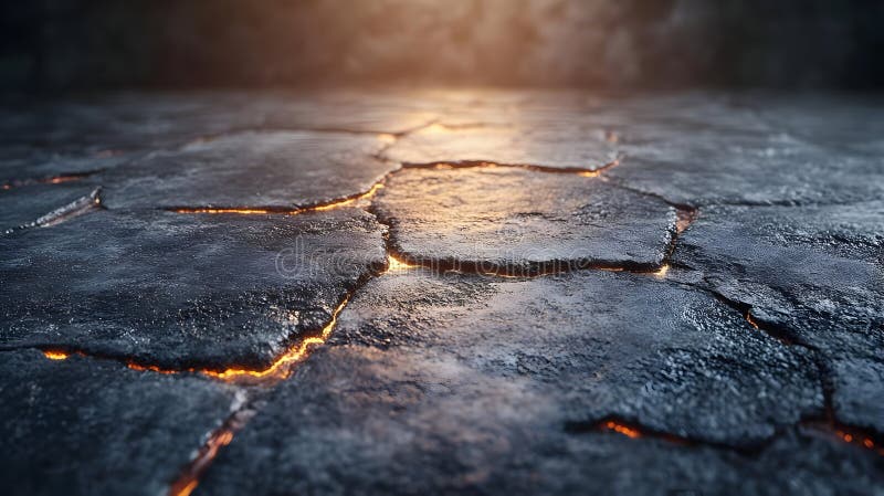Cracked Stone Surface with Glowing Lava Background Stock Illustration ...