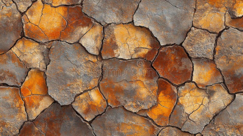 Cracked Stone Texture Brown Orange Grey Hues Stock Illustration ...