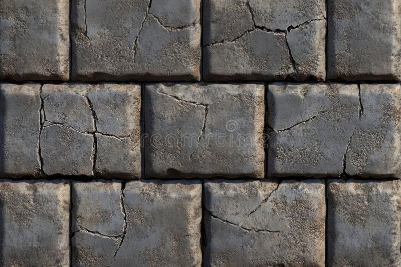 Cracked Stone Tiles Form a Weathered Wall Texture, Emphasizing Decay ...