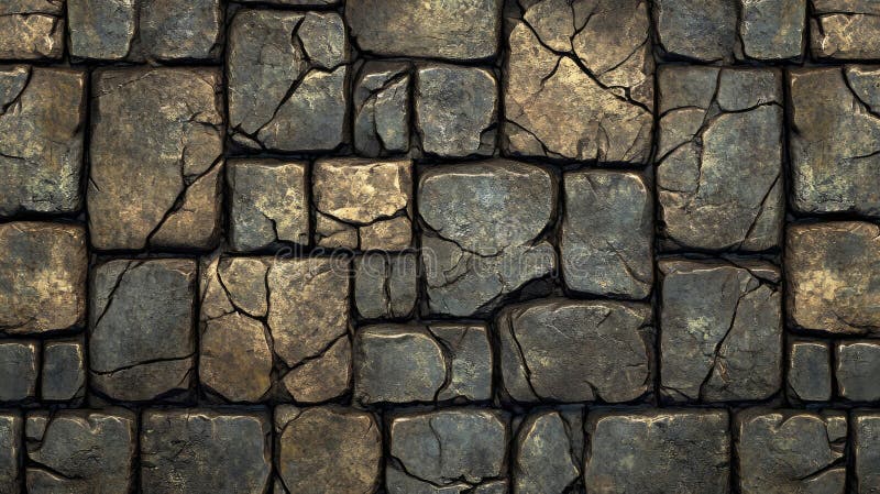 Cracked Stone Wall Texture Seamless Pattern Stock Illustration ...