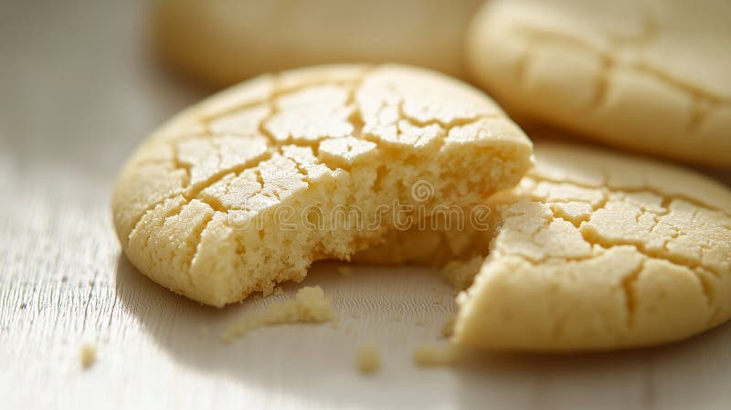 Cracked Sugar Cookies on a Light Wooden Surface, Showcasing a Texture ...