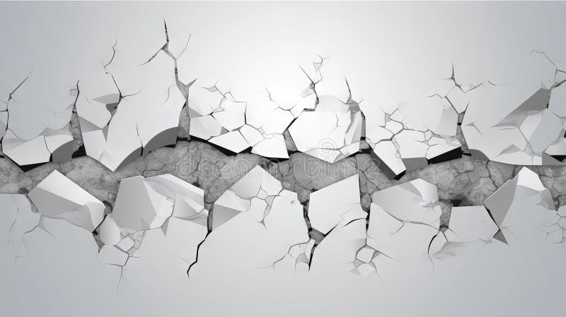 Cracked Surface Creating Abstract Pattern on White. Three-dimensional ...