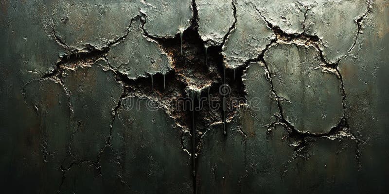 Cracked Surface with Dark Textures Revealing Underlying Layers and ...