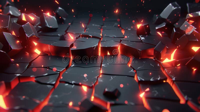 A Cracked Surface with Glowing Lava-like Elements Creating a Dramatic ...