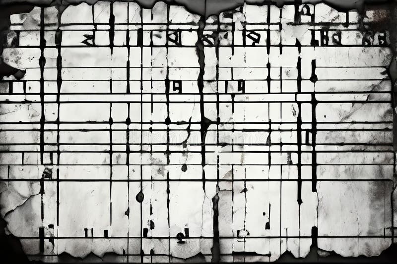 Cracked Surface with Matrix Code Underlying Grid a Black and Whi Stock ...