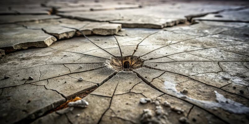 A Cracked Surface Reveals a Central Cavity, Featuring a Network of ...