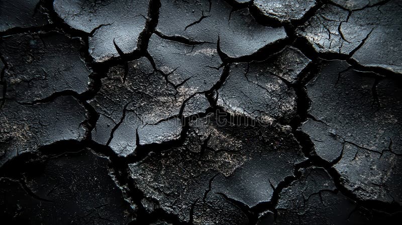 Cracked Surface Texture with a Dark Black Background Creating a ...
