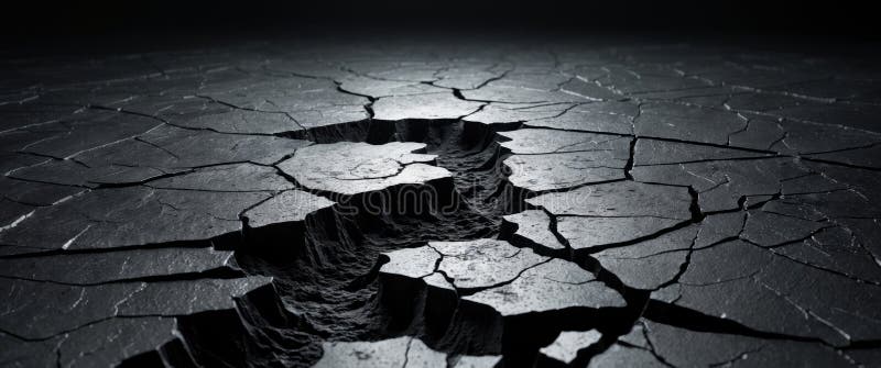 Cracked Surface Texture with a Dark Black Background Creating a ...