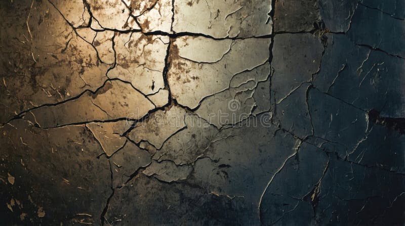 Cracked Surface with Textured Patterns in Dim Light Showcasing Natural ...