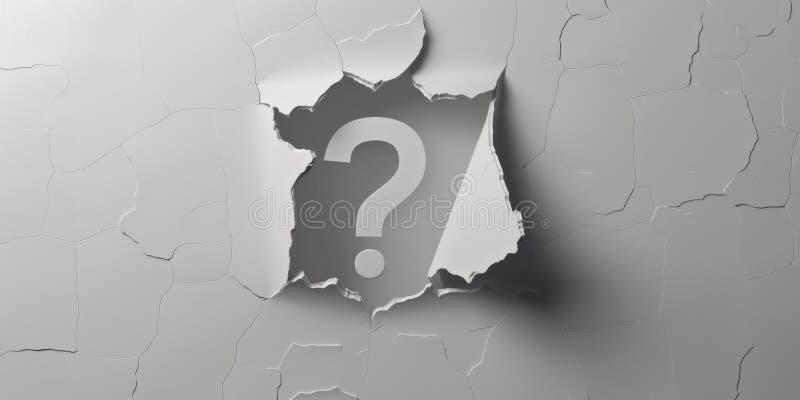 Cracked Surface with Torn Hole Revealing Question Mark. Inquiry and ...