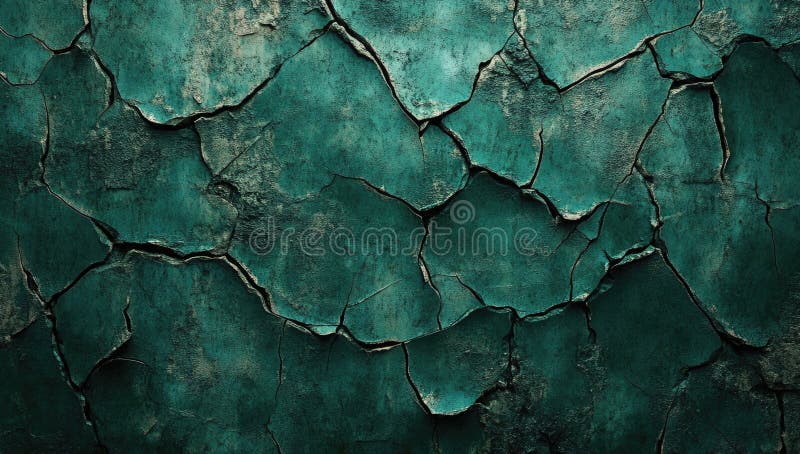 Cracked Teal Wall Texture with Unique Patterns Stock Illustration ...