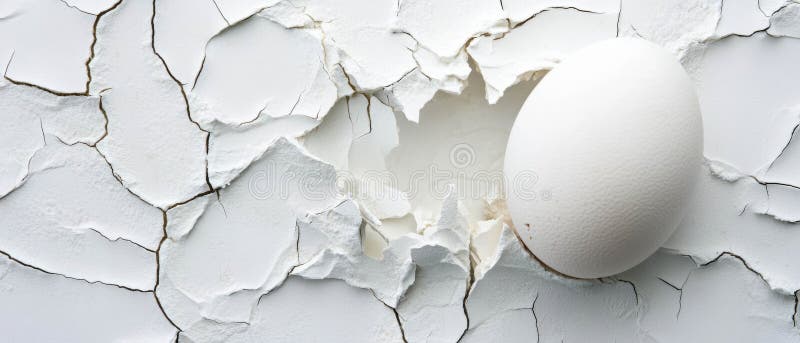 Cracked Texture of Fragile Eggshell Revealing Inner Surface and ...