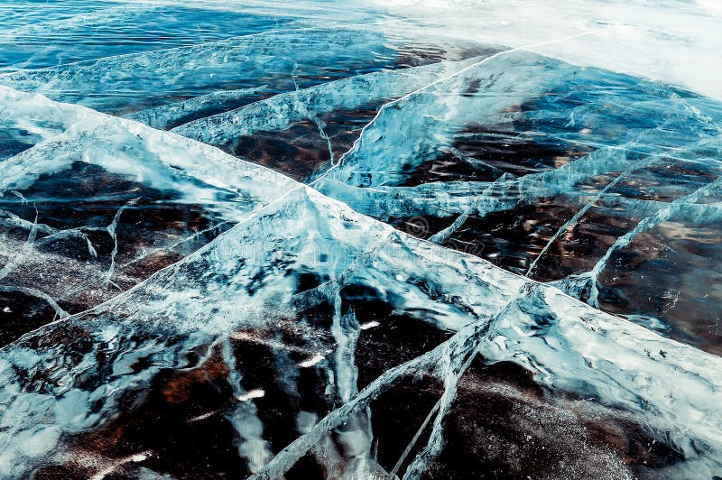 Cracked Thick Transparent Ice Stock Photo - Image of clear, frosty ...