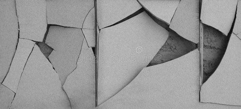 Cracked Tile. Broken Tile on the Wall. an Old, Chipped, Grey White ...